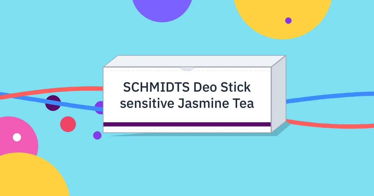 Symbolbild: Packung mit der Aufschrift SCHMIDTS Deo Stick sensitive Jasmine Tea (PZN 16022989) – Verfügbarkeit und Bezug in Apotheken in Frankfurt am Main