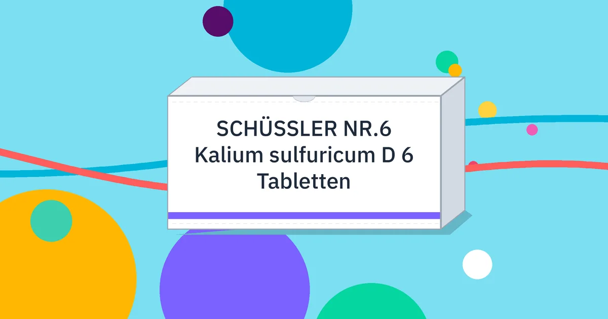 Symbolbild: Packung mit der Aufschrift SCHÜSSLER NR.6 Kalium sulfuricum D 6 Tabletten (PZN 13576807) – Verfügbarkeit und Bezug in Apotheken in Frankfurt am Main