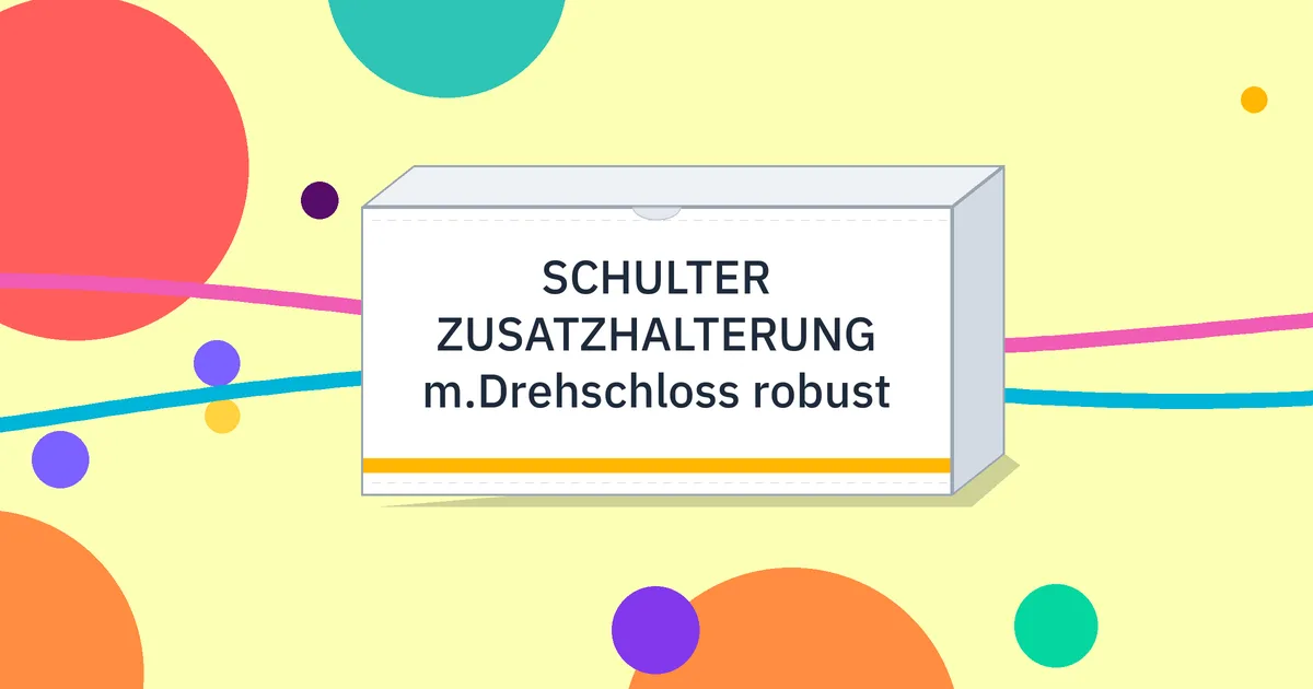 Symbolbild: Packung mit der Aufschrift SCHULTER ZUSATZHALTERUNG m.Drehschloss robust (PZN 11568212) – Verfügbarkeit und Bezug in Apotheken in Frankfurt am Main
