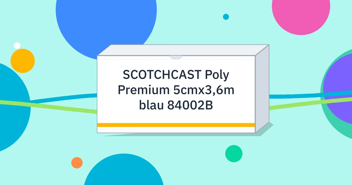 Symbolbild: Packung mit der Aufschrift SCOTCHCAST Poly Premium 5cmx3,6m blau 84002B (PZN 10082737) – Verfügbarkeit und Bezug in Apotheken in Frankfurt am Main