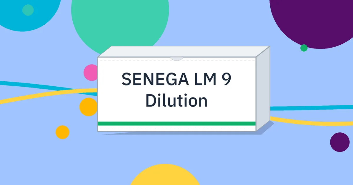 Symbolbild: Packung mit der Aufschrift SENEGA LM 9 Dilution (PZN 13187566) – Verfügbarkeit und Bezug in Apotheken in Frankfurt am Main