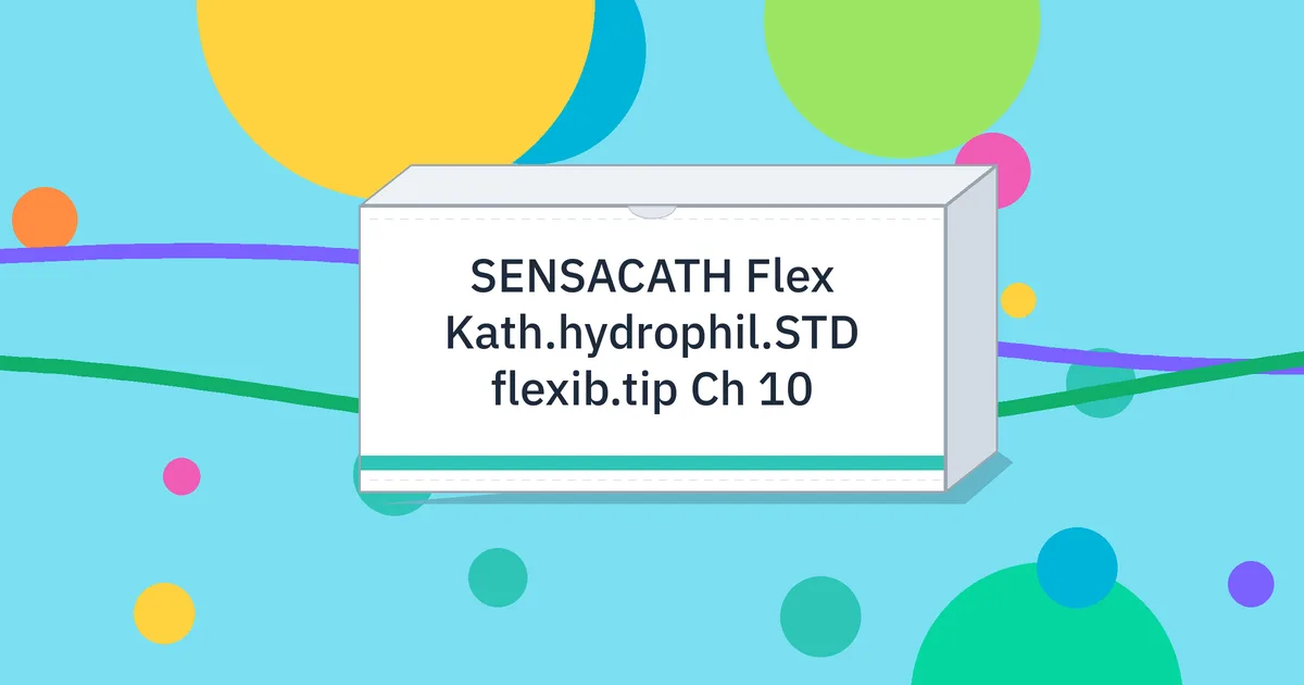 Symbolbild: Packung mit der Aufschrift SENSACATH Flex Kath.hydrophil.STD flexib.tip Ch 10 (PZN 19985197) – Verfügbarkeit und Bezug in Apotheken in Frankfurt am Main
