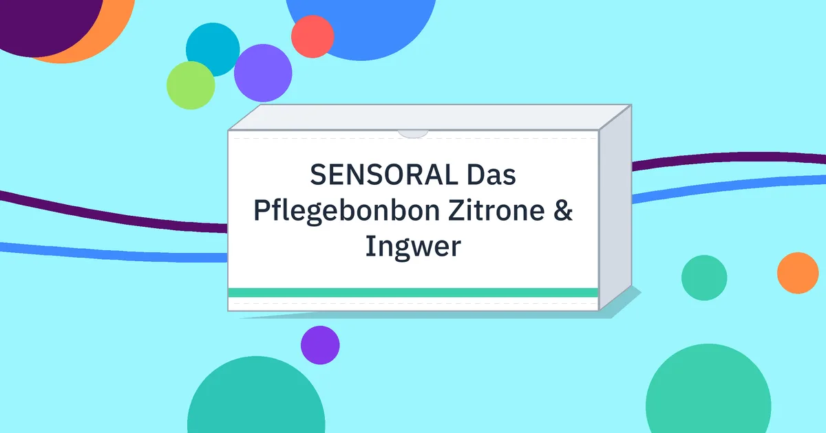 Symbolbild: Packung mit der Aufschrift SENSORAL Das Pflegebonbon Zitrone & Ingwer (PZN 18438033) – Verfügbarkeit und Bezug in Apotheken in Frankfurt am Main
