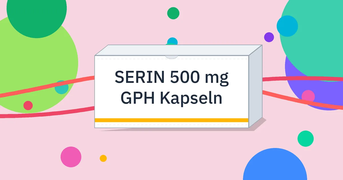 Symbolbild: Packung mit der Aufschrift SERIN 500 mg GPH Kapseln (PZN 00127686) – Verfügbarkeit und Bezug in Apotheken in Frankfurt am Main