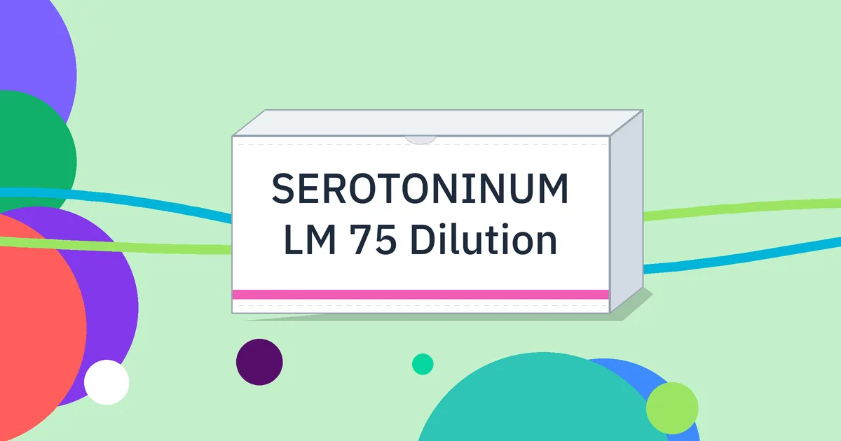 Symbolbild: Packung mit der Aufschrift SEROTONINUM LM 75 Dilution (PZN 13189080) – Verfügbarkeit und Bezug in Apotheken in Frankfurt am Main