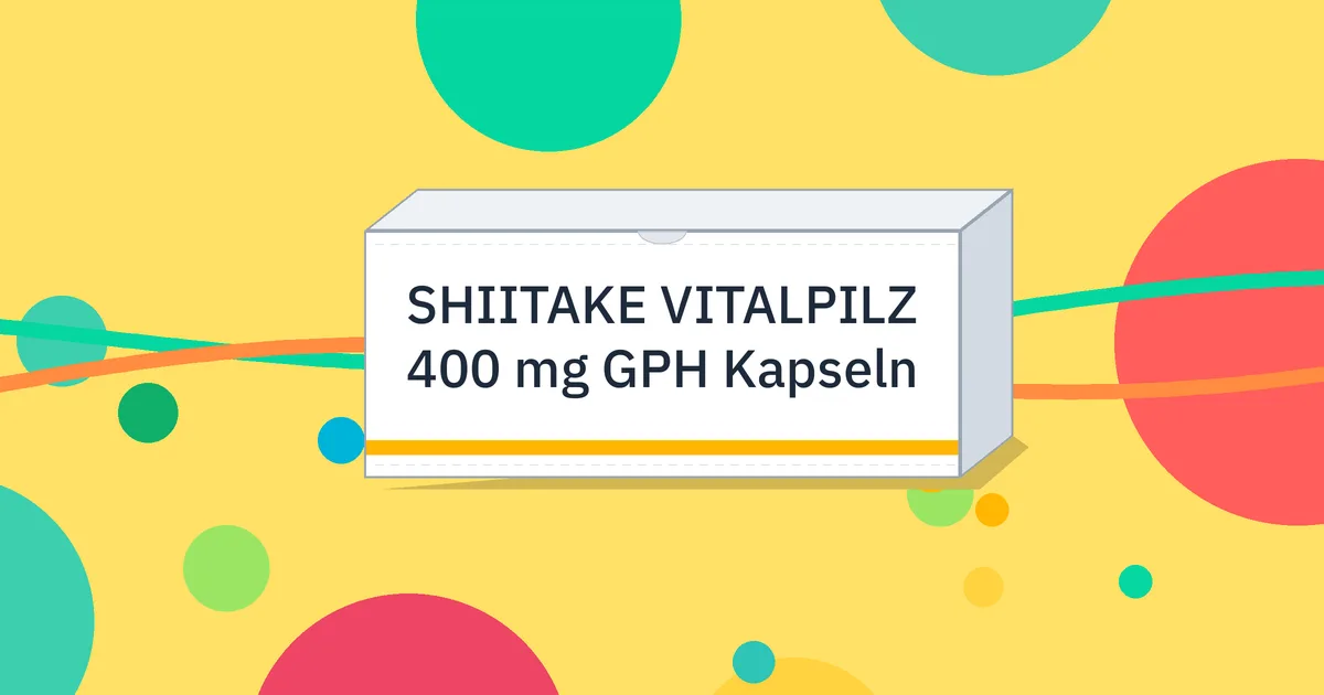Symbolbild: Packung mit der Aufschrift SHIITAKE VITALPILZ 400 mg GPH Kapseln (PZN 00968960) – Verfügbarkeit und Bezug in Apotheken in Frankfurt am Main