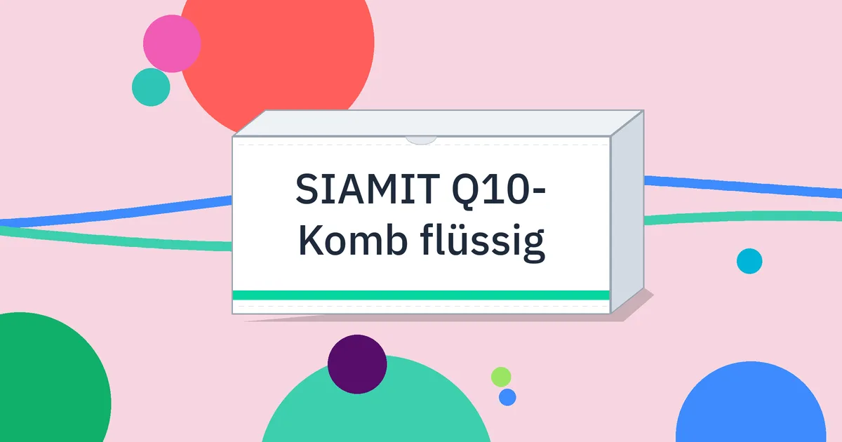 Symbolbild: Packung mit der Aufschrift SIAMIT Q10-Komb flüssig (PZN 10758040) – Verfügbarkeit und Bezug in Apotheken in Frankfurt am Main