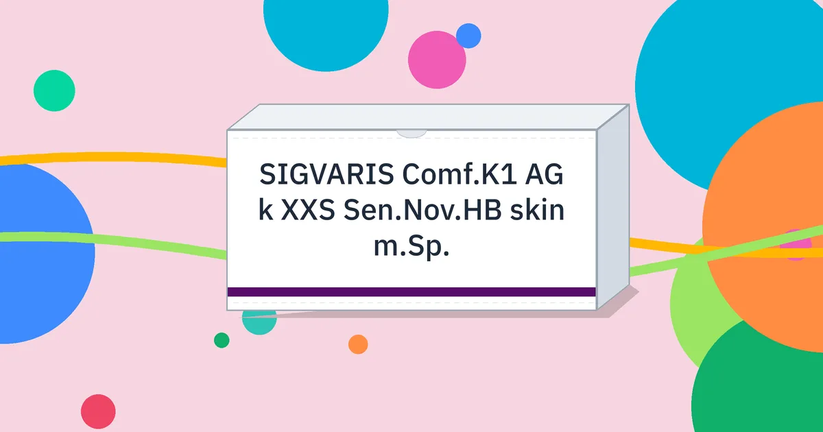 Symbolbild: Packung mit der Aufschrift SIGVARIS Comf.K1 AG k XXS Sen.Nov.HB skin m.Sp. (PZN 17102526) – Verfügbarkeit und Bezug in Apotheken in Frankfurt am Main