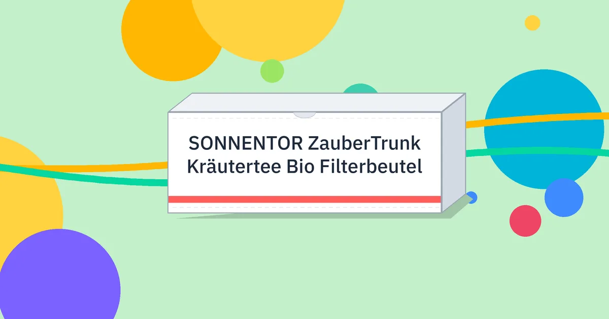 Symbolbild: Packung mit der Aufschrift SONNENTOR ZauberTrunk Kräutertee Bio Filterbeutel (PZN 18903435) – Verfügbarkeit und Bezug in Apotheken in Frankfurt am Main