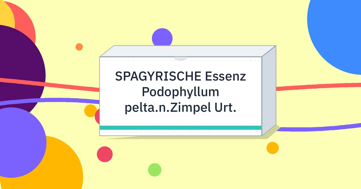 Symbolbild: Packung mit der Aufschrift SPAGYRISCHE Essenz Podophyllum pelta.n.Zimpel Urt. (PZN 00130582) – Verfügbarkeit und Bezug in Apotheken in Frankfurt am Main