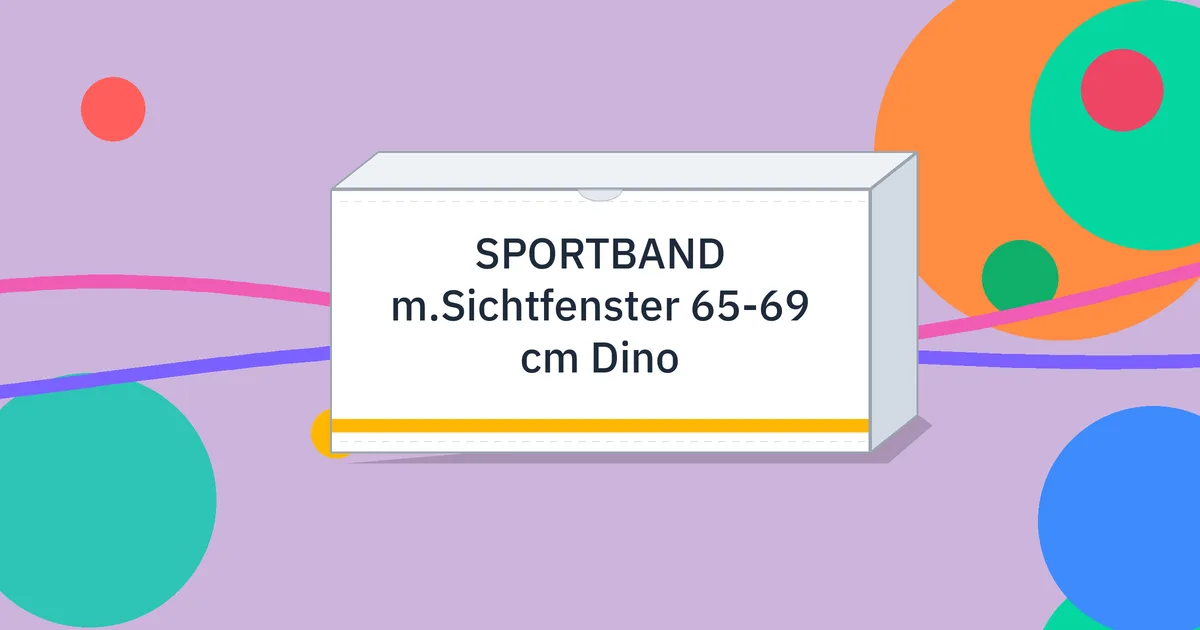 Symbolbild: Packung mit der Aufschrift SPORTBAND m.Sichtfenster 65-69 cm Dino (PZN 17837133) – Verfügbarkeit und Bezug in Apotheken in Frankfurt am Main