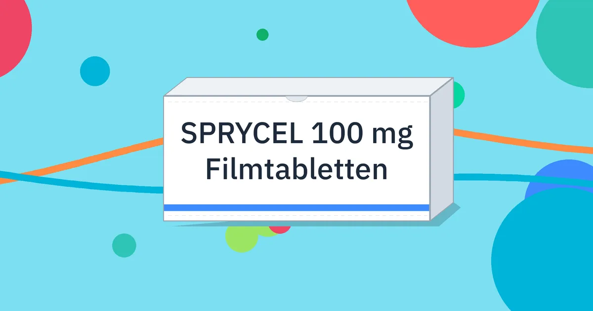 Symbolbild: Packung mit der Aufschrift SPRYCEL 100 mg Filmtabletten (PZN 10984078) – Verfügbarkeit und Bezug in Apotheken in Frankfurt am Main