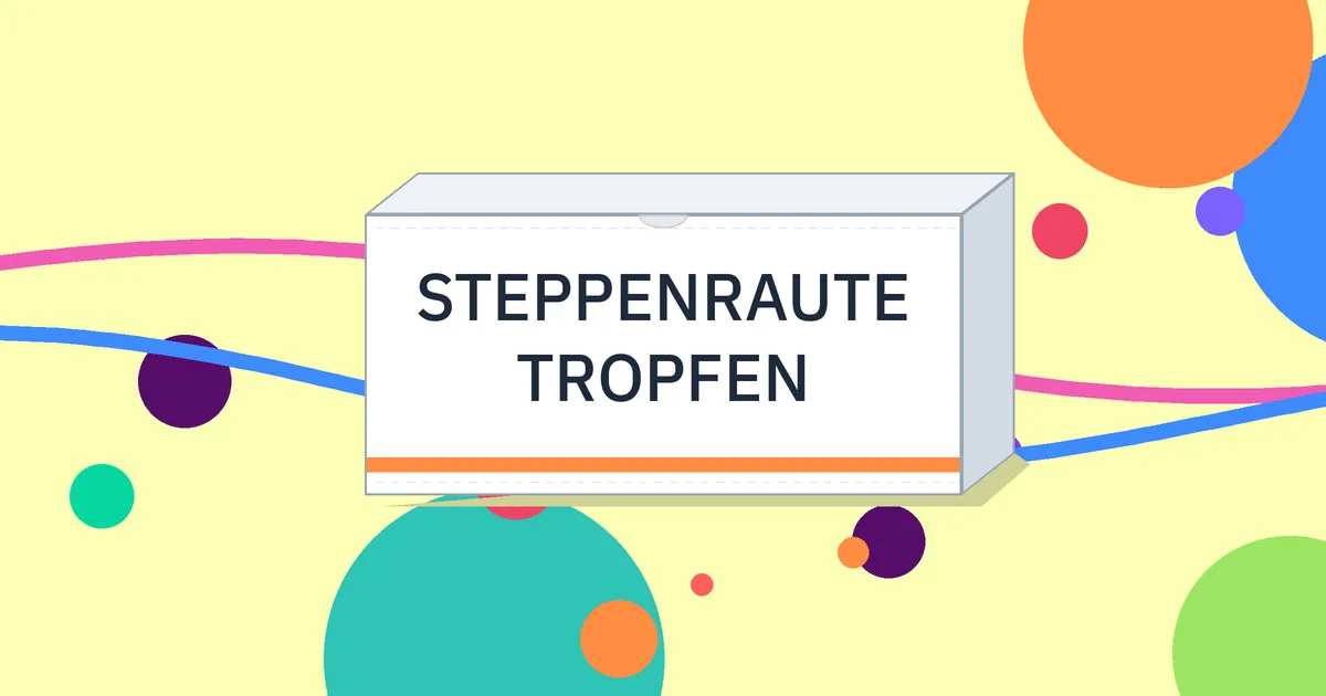 Symbolbild: Packung mit der Aufschrift STEPPENRAUTE TROPFEN (PZN 15228542) – Verfügbarkeit und Bezug in Apotheken in Frankfurt am Main