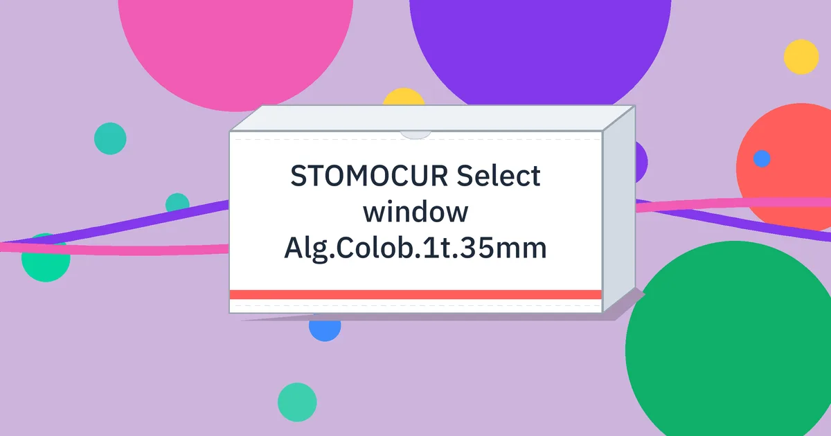 Symbolbild: Packung mit der Aufschrift STOMOCUR Select window Alg.Colob.1t.35mm (PZN 10521421) – Verfügbarkeit und Bezug in Apotheken in Frankfurt am Main