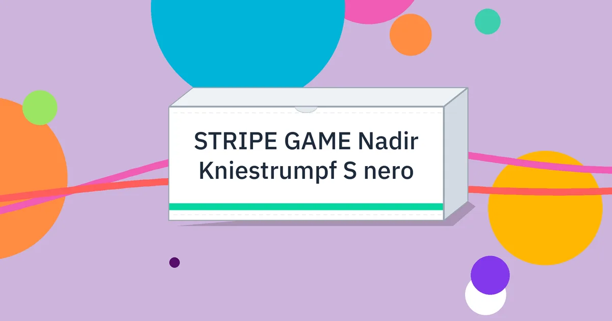 Symbolbild: Packung mit der Aufschrift STRIPE GAME Nadir Kniestrumpf S nero (PZN 20720067) – Verfügbarkeit und Bezug in Apotheken in Frankfurt am Main