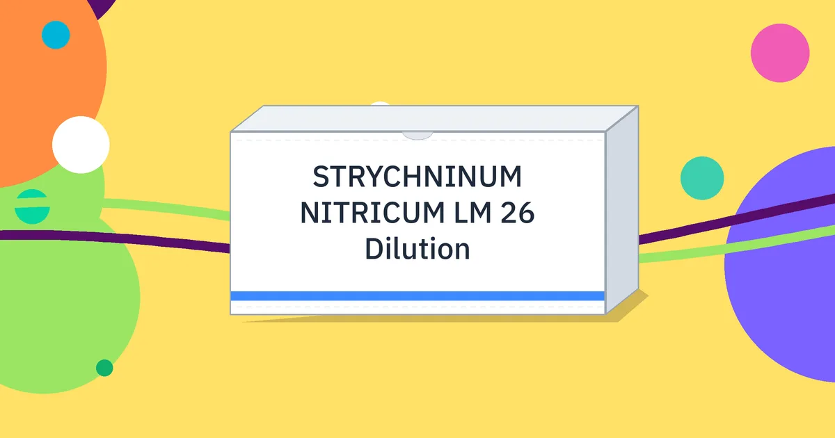 Symbolbild: Packung mit der Aufschrift STRYCHNINUM NITRICUM LM 26 Dilution (PZN 13206909) – Verfügbarkeit und Bezug in Apotheken in Frankfurt am Main
