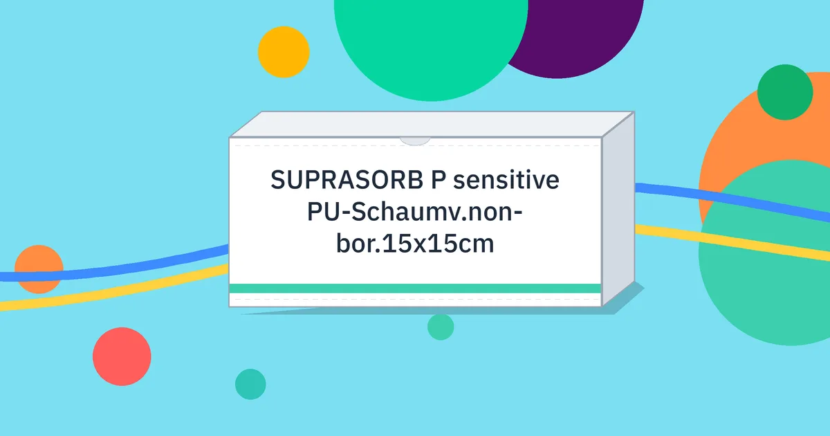 Symbolbild: Packung mit der Aufschrift SUPRASORB P sensitive PU-Schaumv.non-bor.15x15cm (PZN 16602652) – Verfügbarkeit und Bezug in Apotheken in Frankfurt am Main