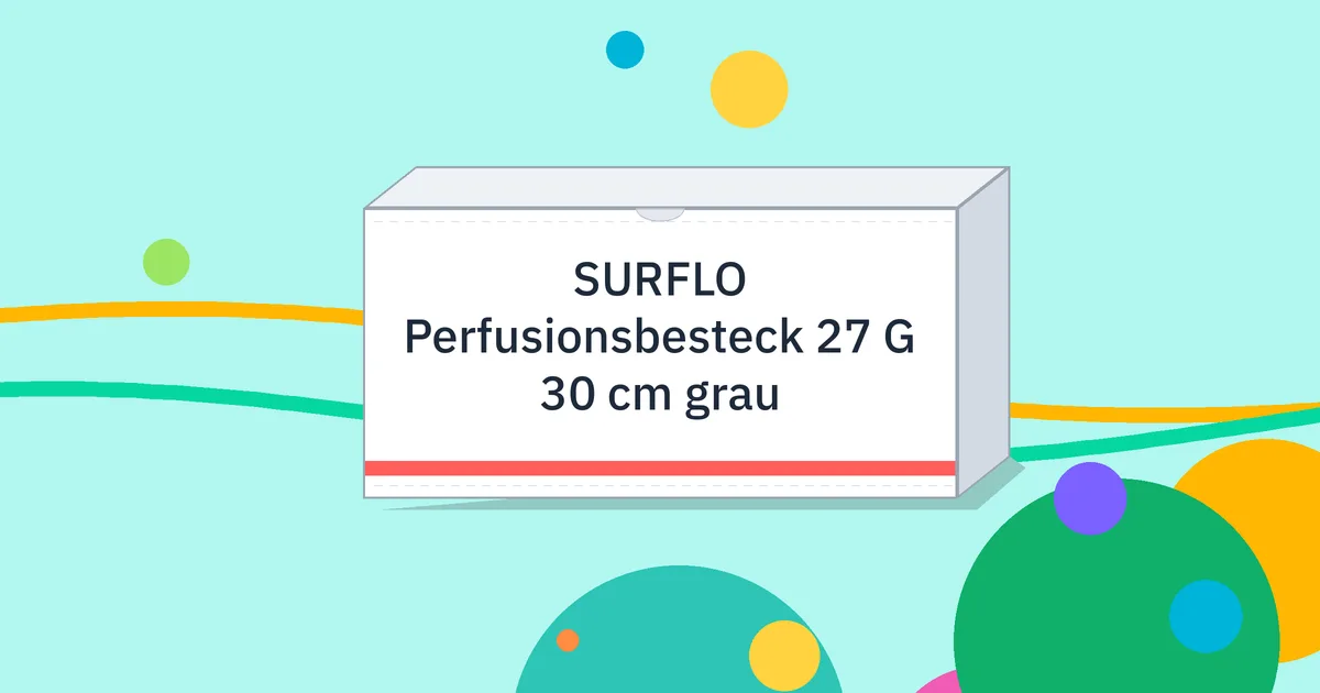 Symbolbild: Packung mit der Aufschrift SURFLO Perfusionsbesteck 27 G 30 cm grau (PZN 01171896) – Verfügbarkeit und Bezug in Apotheken in Frankfurt am Main