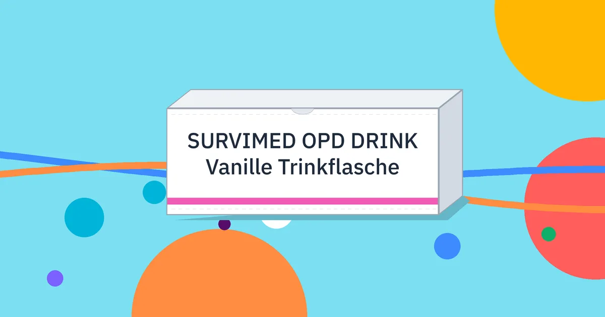Symbolbild: Packung mit der Aufschrift SURVIMED OPD DRINK Vanille Trinkflasche (PZN 10709745) – Verfügbarkeit und Bezug in Apotheken in Frankfurt am Main