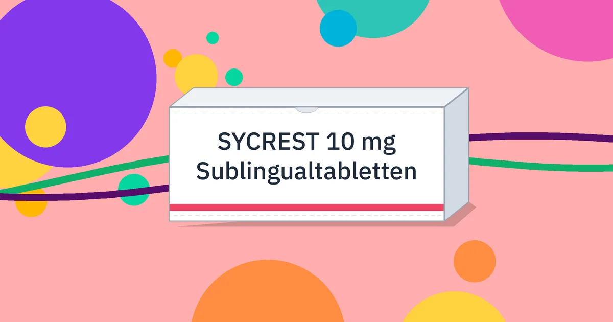 Symbolbild: Packung mit der Aufschrift SYCREST 10 mg Sublingualtabletten (PZN 09750398) – Verfügbarkeit und Bezug in Apotheken in Frankfurt am Main
