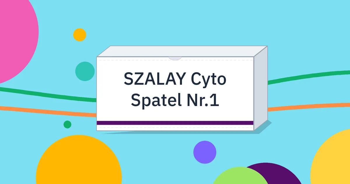 Symbolbild: Packung mit der Aufschrift SZALAY Cyto Spatel Nr.1 (PZN 07439319) – Verfügbarkeit und Bezug in Apotheken in Frankfurt am Main