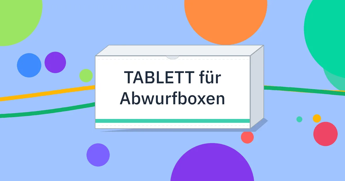 Symbolbild: Packung mit der Aufschrift TABLETT für Abwurfboxen (PZN 06447707) – Verfügbarkeit und Bezug in Apotheken in Frankfurt am Main