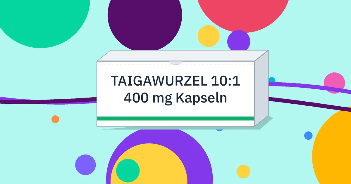 Symbolbild: Packung mit der Aufschrift TAIGAWURZEL 10:1 400 mg Kapseln (PZN 11882457) – Verfügbarkeit und Bezug in Apotheken in Frankfurt am Main
