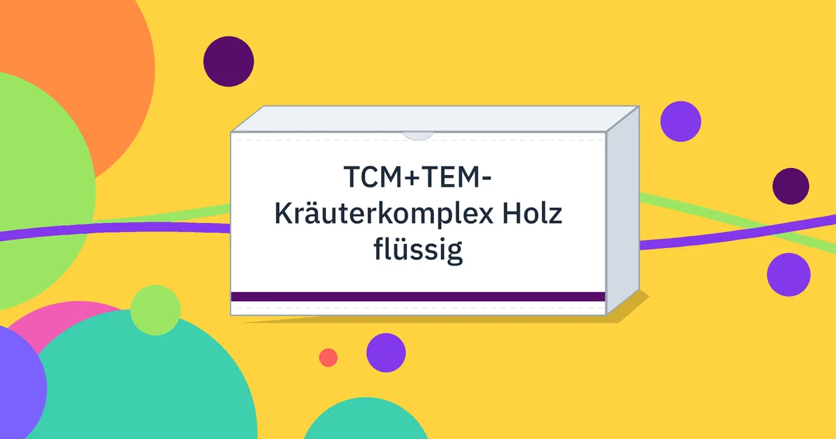 Symbolbild: Packung mit der Aufschrift TCM+TEM-Kräuterkomplex Holz flüssig (PZN 10748395) – Verfügbarkeit und Bezug in Apotheken in Frankfurt am Main