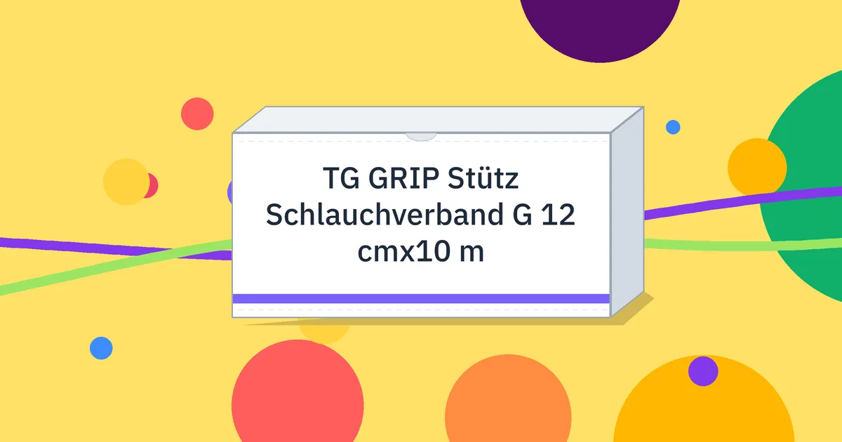 Symbolbild: Packung mit der Aufschrift TG GRIP Stütz Schlauchverband G 12 cmx10 m (PZN 01309432) – Verfügbarkeit und Bezug in Apotheken in Frankfurt am Main