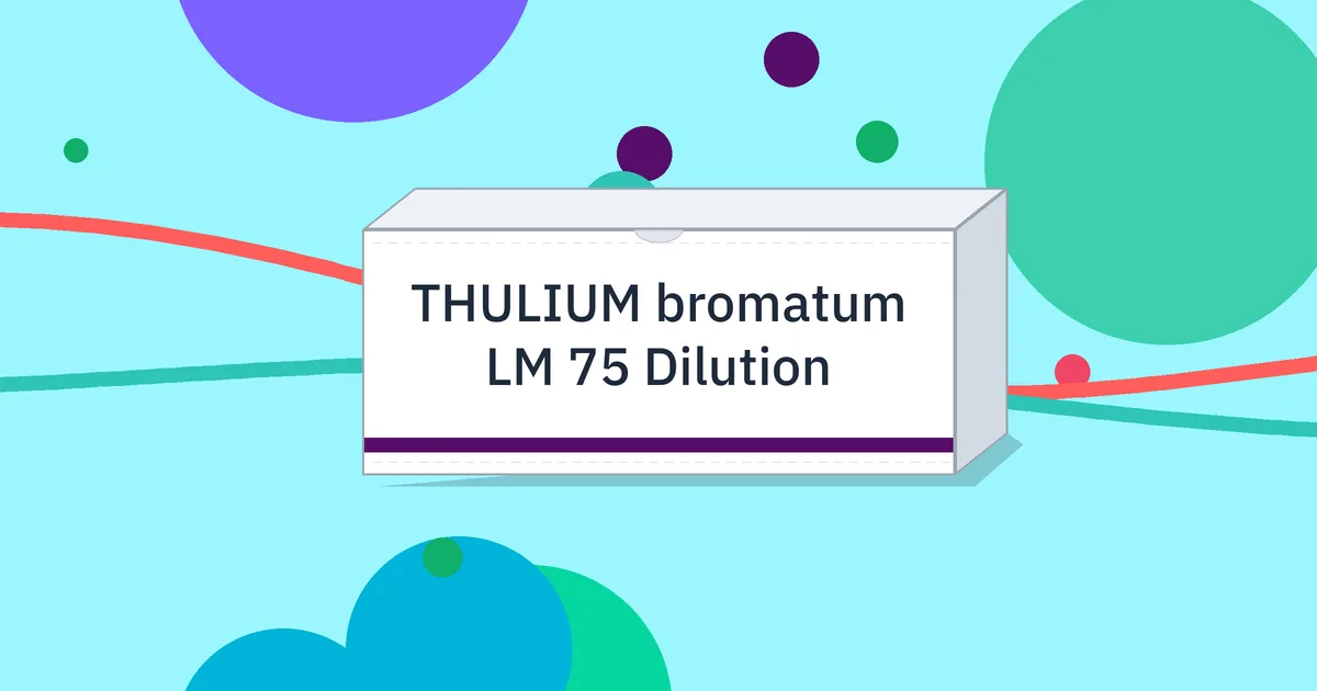Symbolbild: Packung mit der Aufschrift THULIUM bromatum LM 75 Dilution (PZN 13691419) – Verfügbarkeit und Bezug in Apotheken in Frankfurt am Main