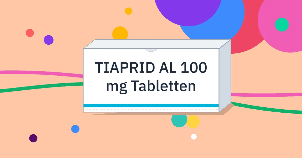 Symbolbild: Packung mit der Aufschrift TIAPRID AL 100 mg Tabletten (PZN 04408465) – Verfügbarkeit und Bezug in Apotheken in Frankfurt am Main
