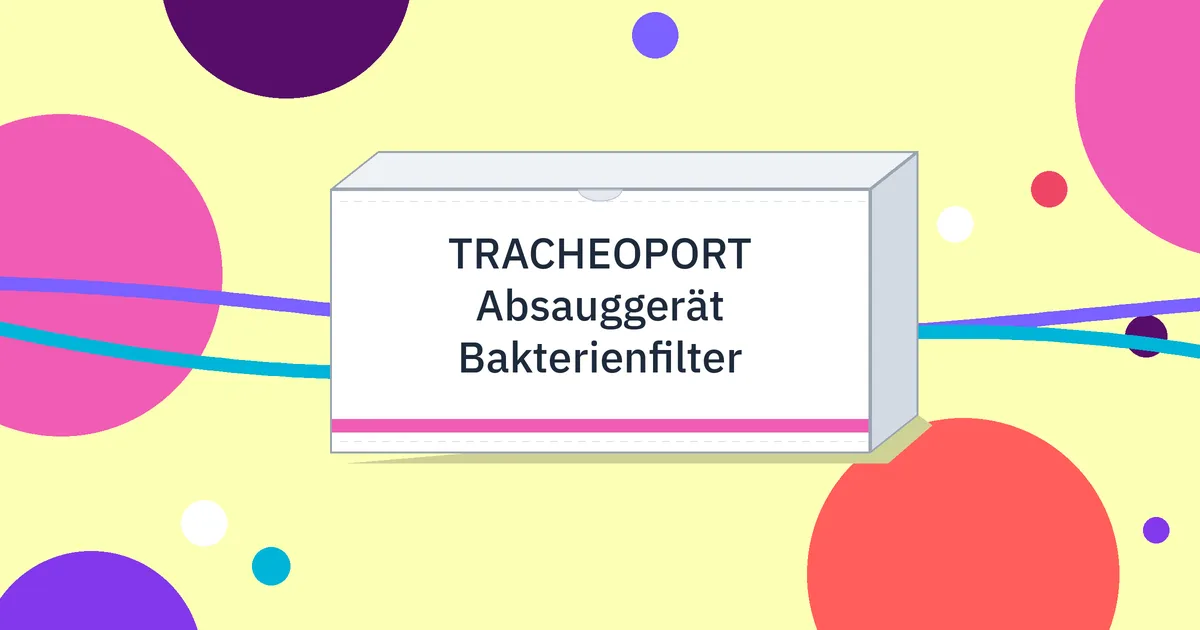 Symbolbild: Packung mit der Aufschrift TRACHEOPORT Absauggerät Bakterienfilter (PZN 18228703) – Verfügbarkeit und Bezug in Apotheken in Frankfurt am Main