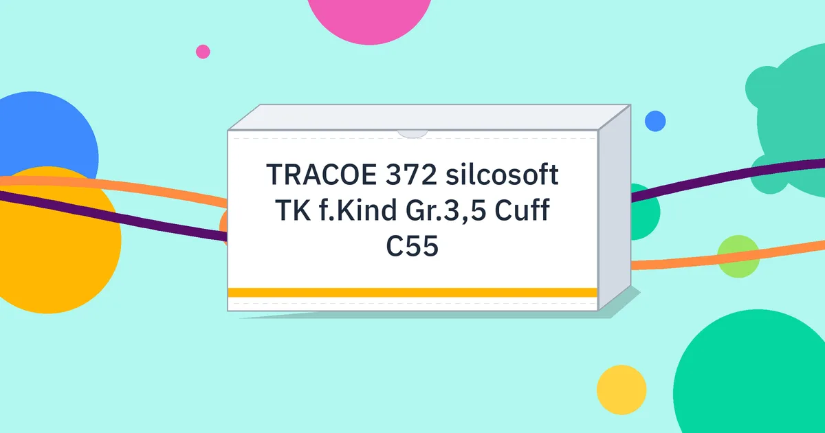 Symbolbild: Packung mit der Aufschrift TRACOE 372 silcosoft TK f.Kind Gr.3,5 Cuff C55 (PZN 14316190) – Verfügbarkeit und Bezug in Apotheken in Frankfurt am Main