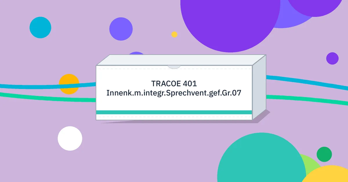 Symbolbild: Packung mit der Aufschrift TRACOE 401 Innenk.m.integr.Sprechvent.gef.Gr.07 (PZN 02723398) – Verfügbarkeit und Bezug in Apotheken in Frankfurt am Main