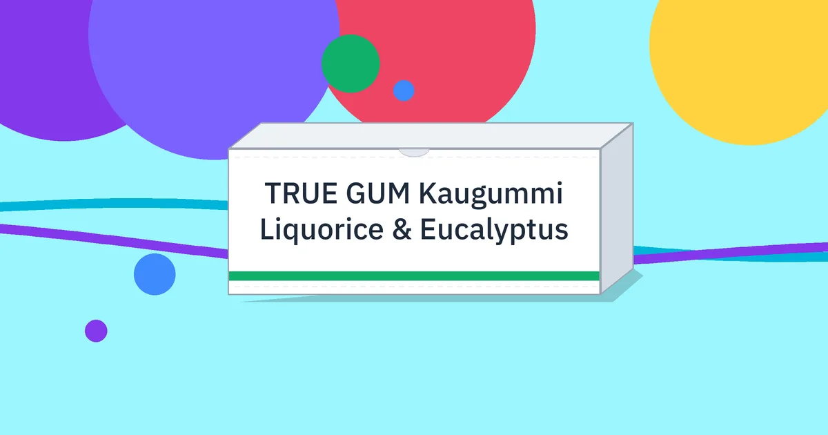Symbolbild: Packung mit der Aufschrift TRUE GUM Kaugummi Liquorice & Eucalyptus (PZN 16319413) – Verfügbarkeit und Bezug in Apotheken in Frankfurt am Main