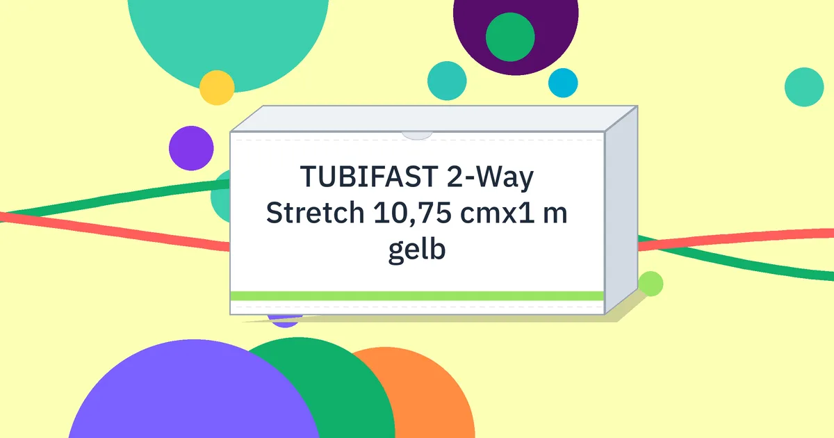 Symbolbild: Packung mit der Aufschrift TUBIFAST 2-Way Stretch 10,75 cmx1 m gelb (PZN 14333892) – Verfügbarkeit und Bezug in Apotheken in Frankfurt am Main