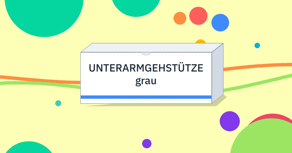 Symbolbild: Packung mit der Aufschrift UNTERARMGEHSTÜTZE grau (PZN 10074850) – Verfügbarkeit und Bezug in Apotheken in Frankfurt am Main