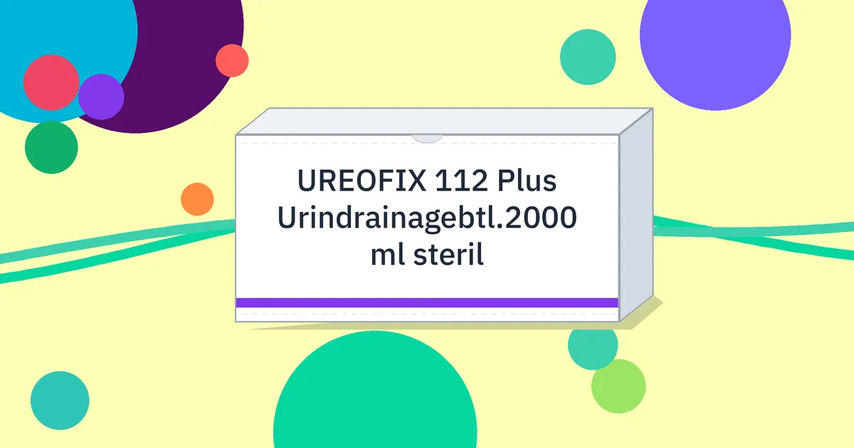Symbolbild: Packung mit der Aufschrift UREOFIX 112 Plus Urindrainagebtl.2000 ml steril (PZN 08482263) – Verfügbarkeit und Bezug in Apotheken in Frankfurt am Main