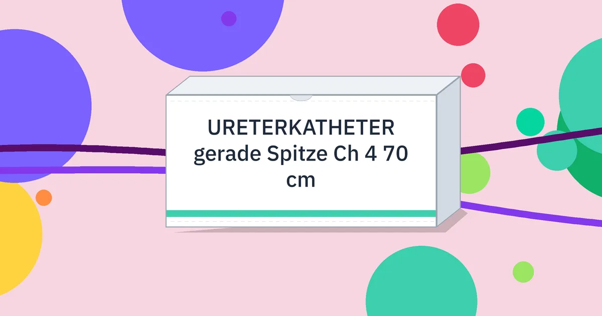 Symbolbild: Packung mit der Aufschrift URETERKATHETER gerade Spitze Ch 4 70 cm (PZN 00445989) – Verfügbarkeit und Bezug in Apotheken in Frankfurt am Main