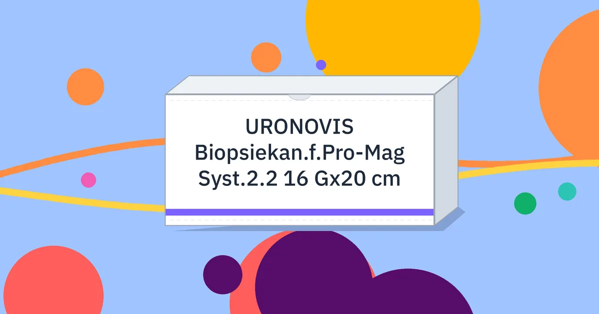 Symbolbild: Packung mit der Aufschrift URONOVIS Biopsiekan.f.Pro-Mag Syst.2.2 16 Gx20 cm (PZN 00811879) – Verfügbarkeit und Bezug in Apotheken in Frankfurt am Main