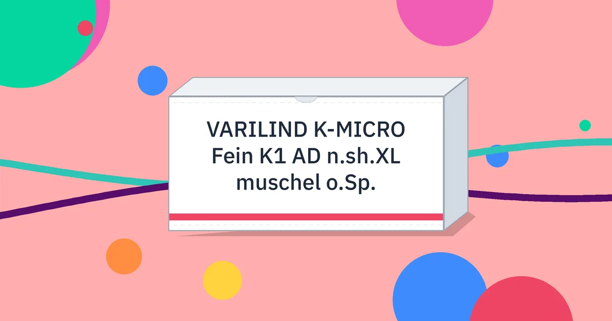 Symbolbild: Packung mit der Aufschrift VARILIND K-MICRO Fein K1 AD n.sh.XL muschel o.Sp. (PZN 20558313) – Verfügbarkeit und Bezug in Apotheken in Frankfurt am Main