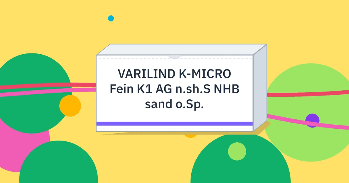 Symbolbild: Packung mit der Aufschrift VARILIND K-MICRO Fein K1 AG n.sh.S NHB sand o.Sp. (PZN 20618446) – Verfügbarkeit und Bezug in Apotheken in Frankfurt am Main