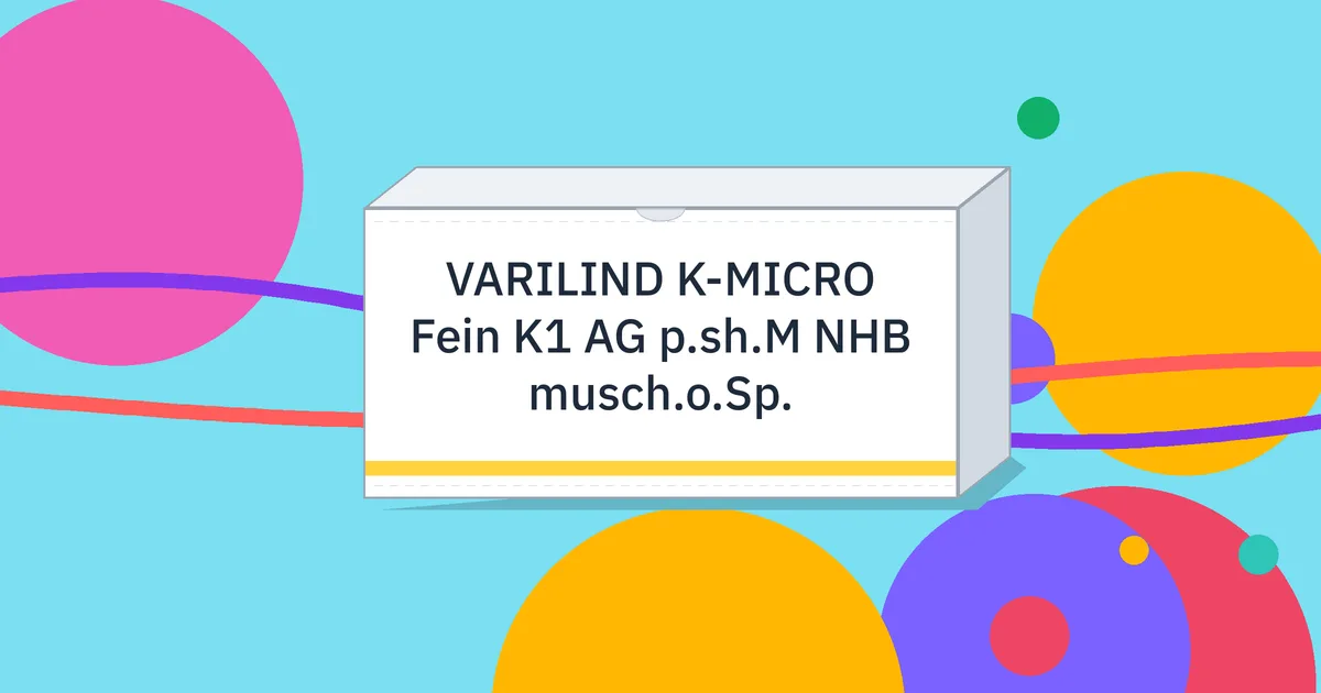 Symbolbild: Packung mit der Aufschrift VARILIND K-MICRO Fein K1 AG p.sh.M NHB musch.o.Sp. (PZN 20555668) – Verfügbarkeit und Bezug in Apotheken in Frankfurt am Main