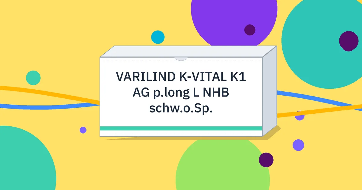 Symbolbild: Packung mit der Aufschrift VARILIND K-VITAL K1 AG p.long L NHB schw.o.Sp. (PZN 20563780) – Verfügbarkeit und Bezug in Apotheken in Frankfurt am Main