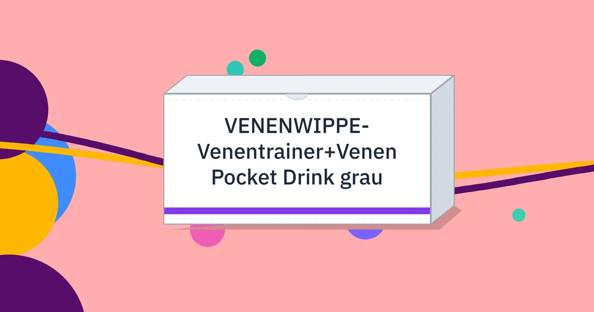 Symbolbild: Packung mit der Aufschrift VENENWIPPE-Venentrainer+Venen Pocket Drink grau (PZN 11868902) – Verfügbarkeit und Bezug in Apotheken in Frankfurt am Main