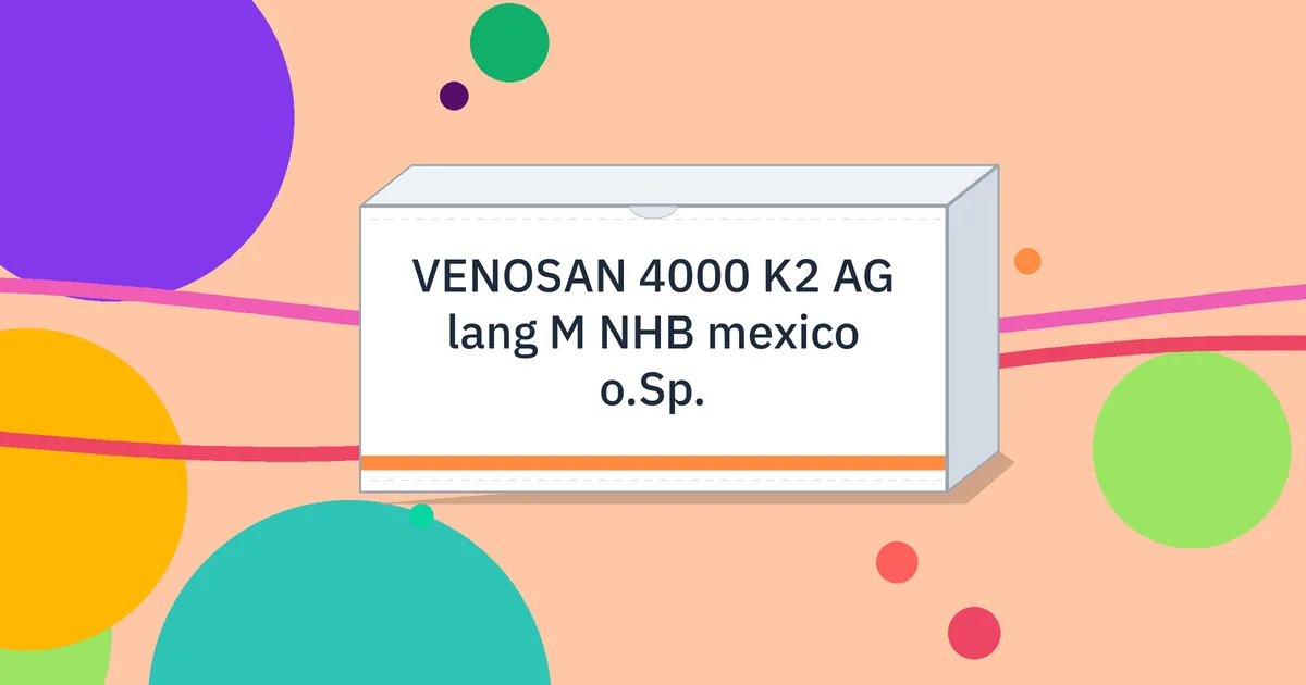 Symbolbild: Packung mit der Aufschrift VENOSAN 4000 K2 AG lang M NHB mexico o.Sp. (PZN 14424459) – Verfügbarkeit und Bezug in Apotheken in Frankfurt am Main