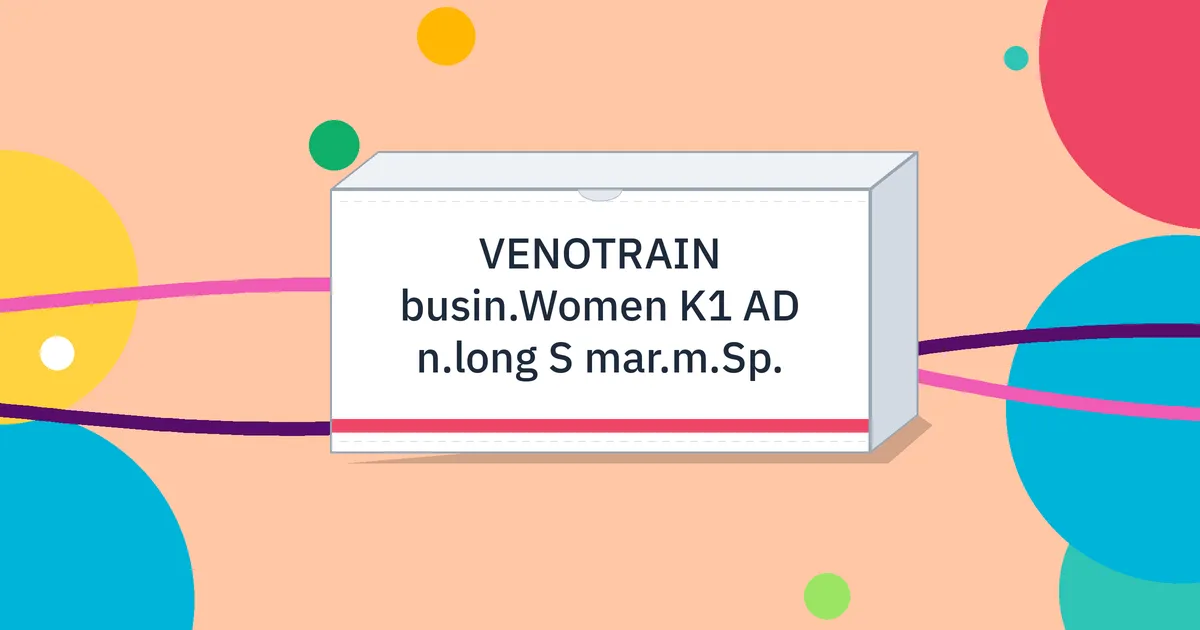 Symbolbild: Packung mit der Aufschrift VENOTRAIN busin.Women K1 AD n.long S mar.m.Sp. (PZN 10195051) – Verfügbarkeit und Bezug in Apotheken in Frankfurt am Main
