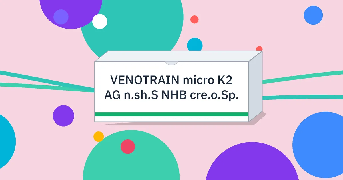 Symbolbild: Packung mit der Aufschrift VENOTRAIN micro K2 AG n.sh.S NHB cre.o.Sp. (PZN 05716594) – Verfügbarkeit und Bezug in Apotheken in Frankfurt am Main