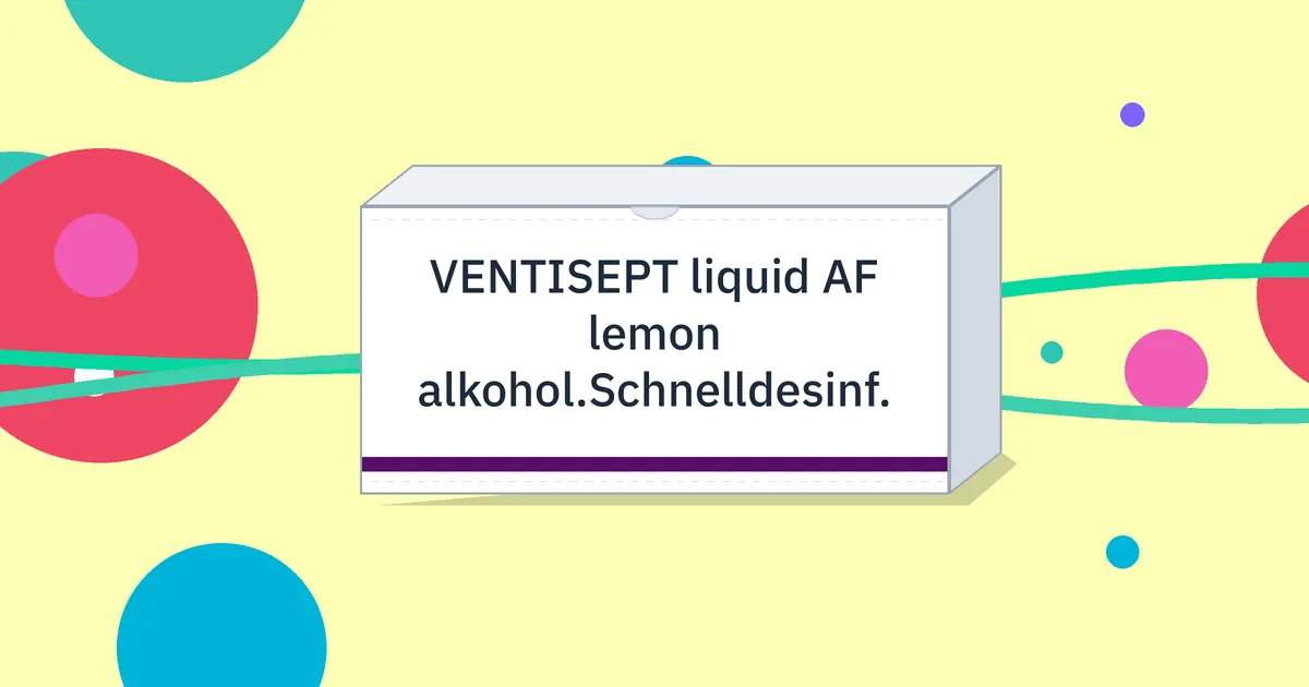 Symbolbild: Packung mit der Aufschrift VENTISEPT liquid AF lemon alkohol.Schnelldesinf. (PZN 06920782) – Verfügbarkeit und Bezug in Apotheken in Frankfurt am Main