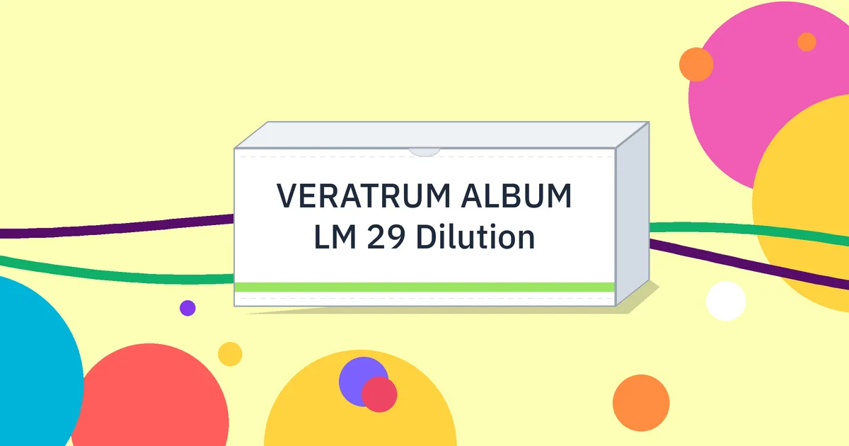 Symbolbild: Packung mit der Aufschrift VERATRUM ALBUM LM 29 Dilution (PZN 13264829) – Verfügbarkeit und Bezug in Apotheken in Frankfurt am Main